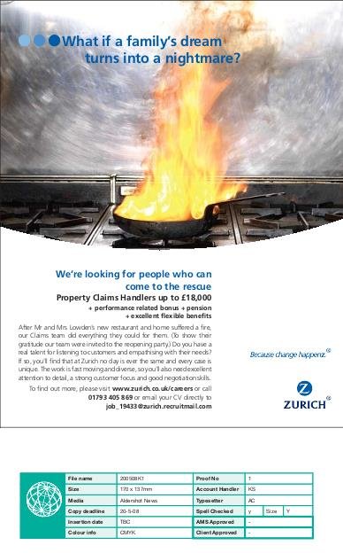 Recruitment ad: Zurich (Press ads) by Tom Kochavi at Coroflot.com