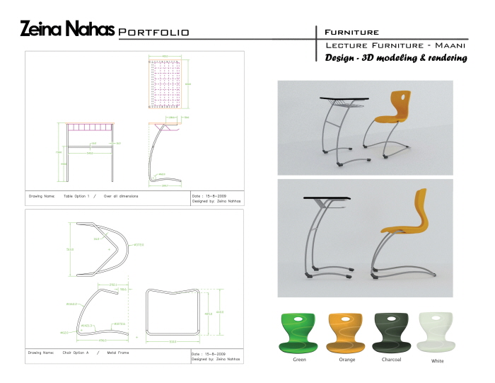 Furniture design and production drawings samples by Zeina Nahas at ...