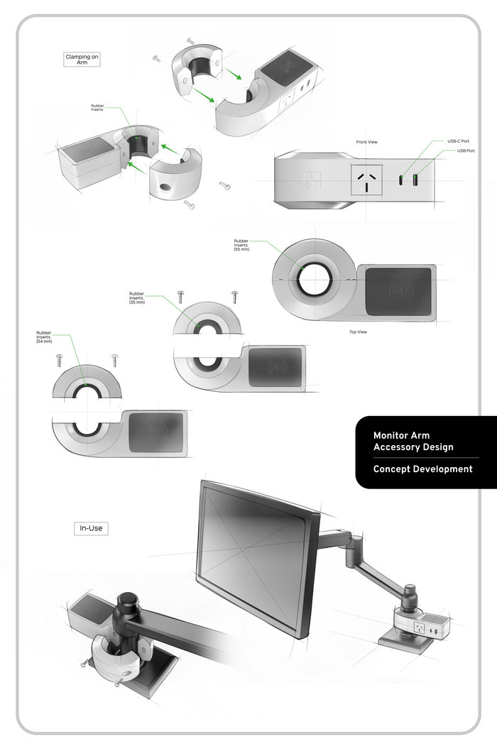 Monitor Arm Accessory Design Concept by Osen Tejada at Coroflot.com