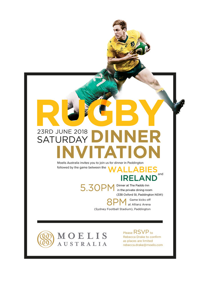 Moelis Rugby Dinner Invitation by Lan So at Coroflot.com