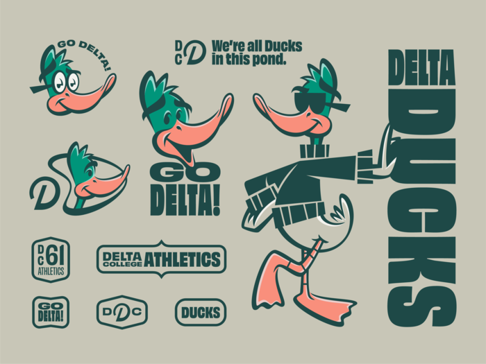 Delta College Ducks mascot and identity by Jon Stapp at Coroflot.com