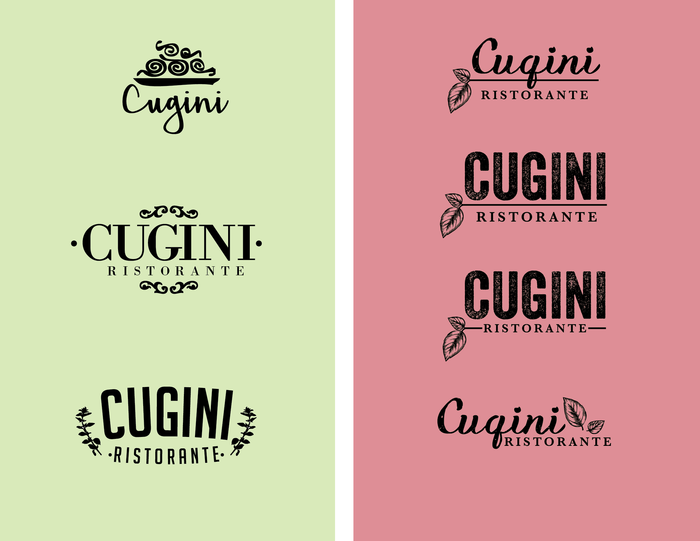 Cugini Ristorante Logo Drafts by Michael Edelin at Coroflot.com