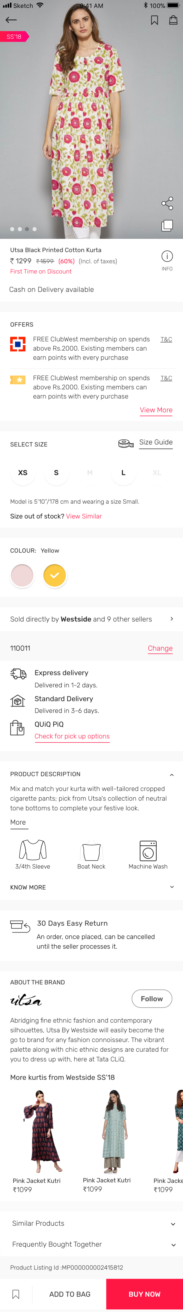PLP / PDP - App Design by Amit Ray at Coroflot.com