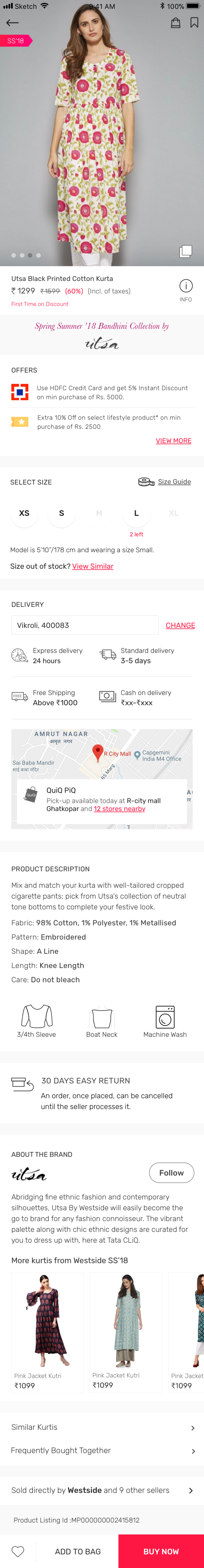 PLP / PDP - App Design by Amit Ray at Coroflot.com