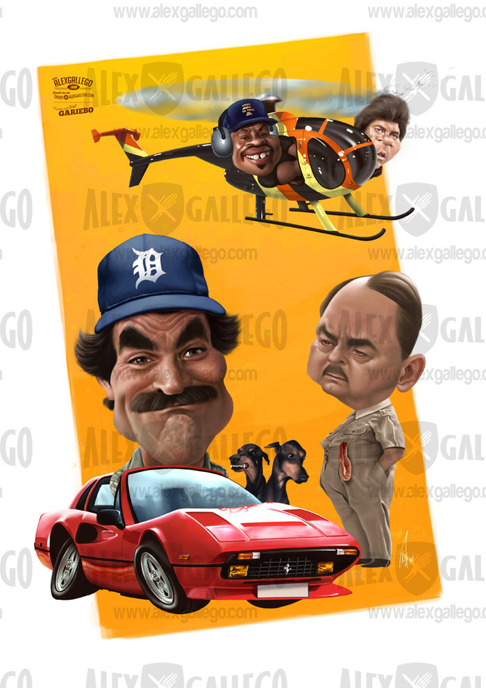 Classic TV show caricatures by Alex Gallego at Coroflot.com
