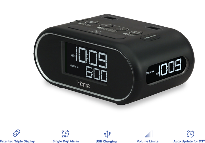 Triple Display Bluetooth Alarm Clocks with Dual USB Charging by Mary ...