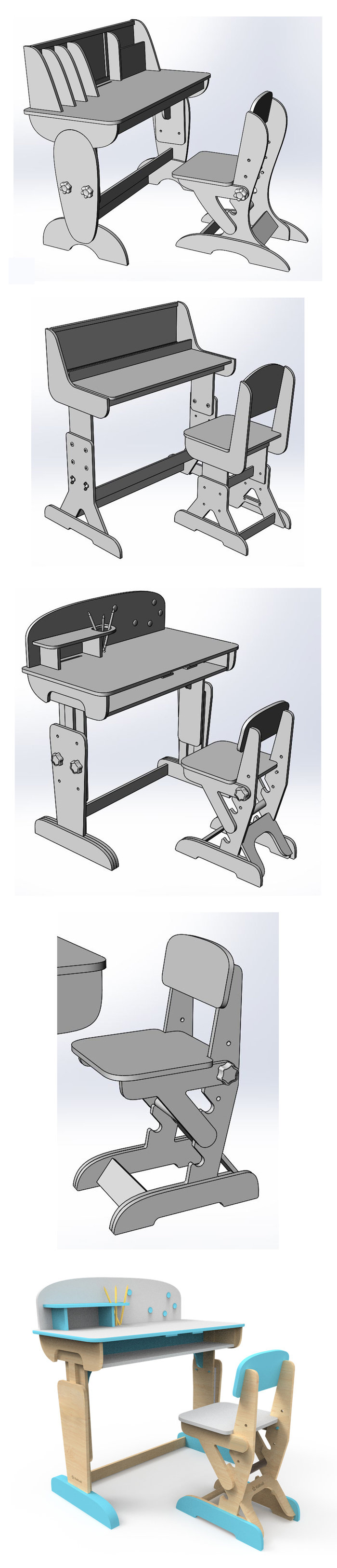 Grow Together™ Pocket Adjustable Desk with Hutch and Chair by Cole ...