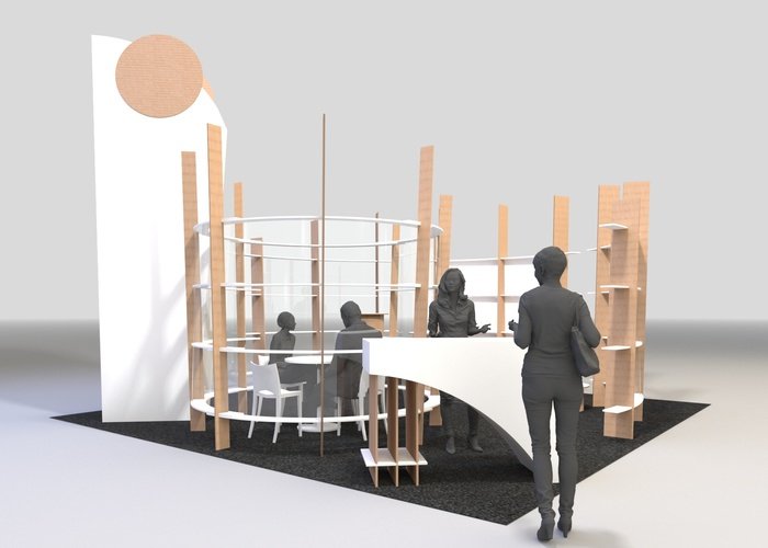 20x20 Curved Cardboard Booth by Alvin Mendoza at Coroflot.com