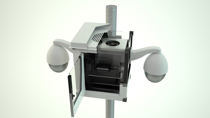 Street Camera Pole With Bullet Proof Camera Hardware Box by Kagan ...