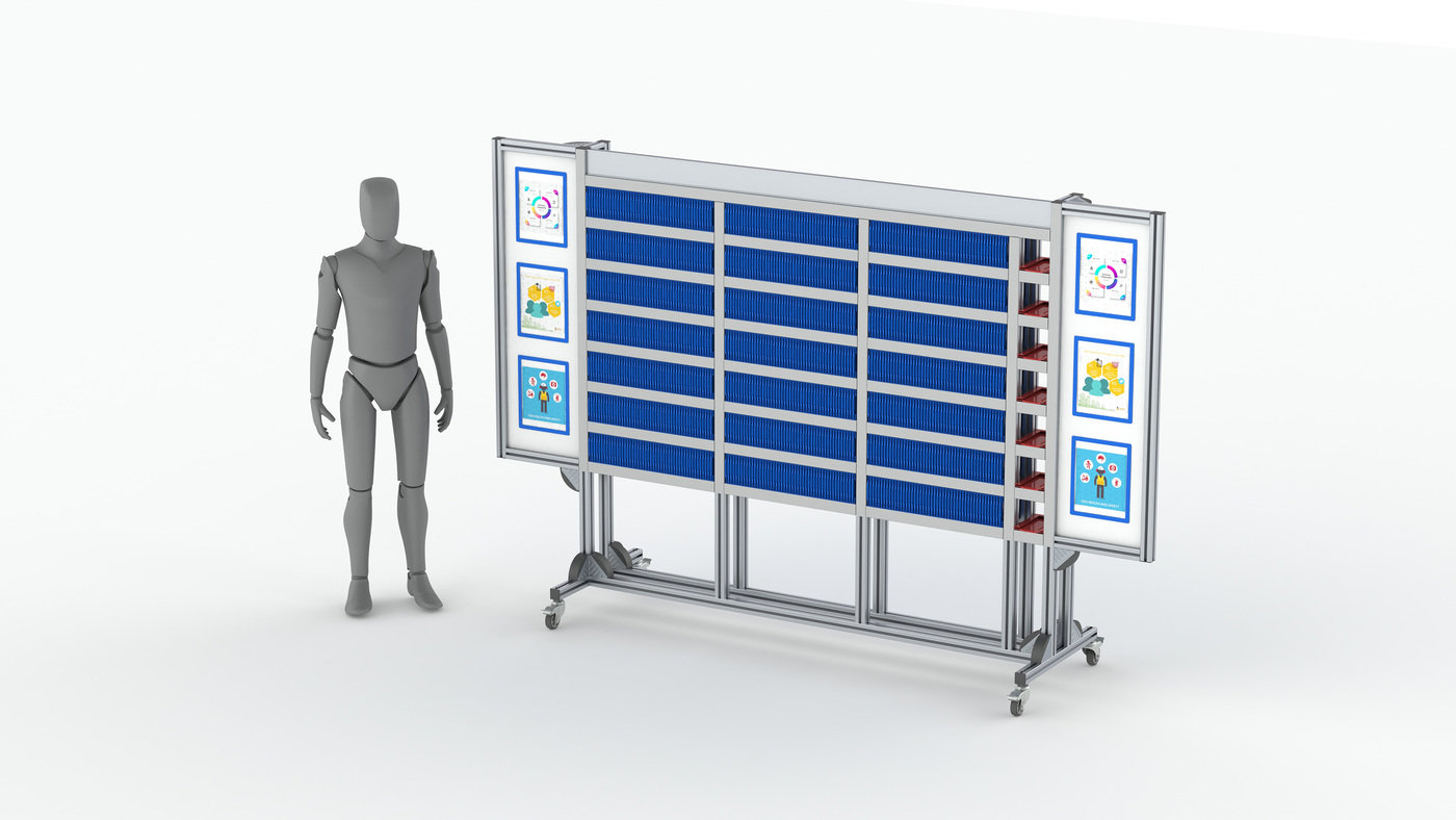 Mobile freestanding Heijunka Board by Andrew Lawrence at Coroflot.com