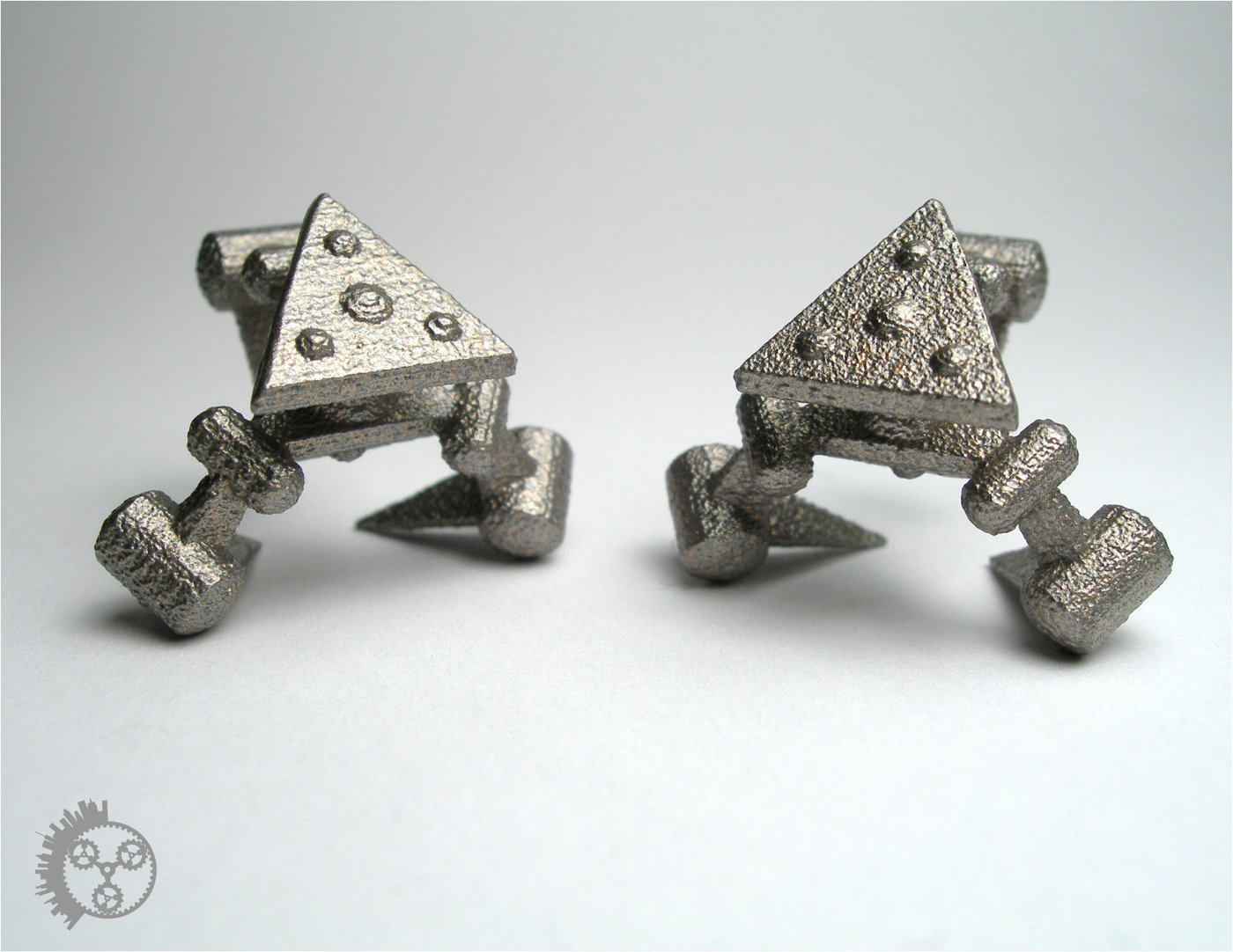 Tribot Cufflinks | 3D Printed Stainless by Noah Beasley at Coroflot.com