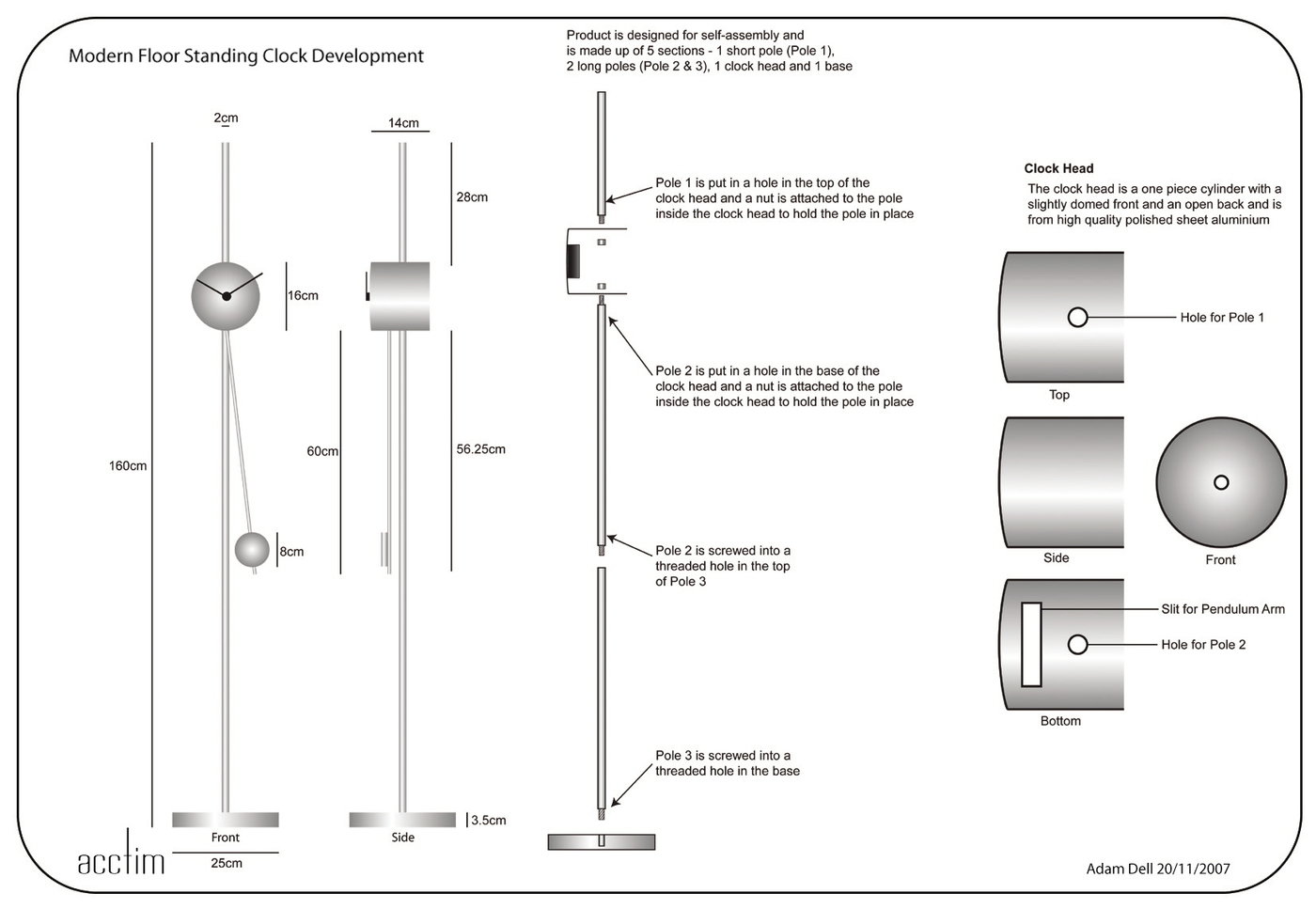 Modern Floor Standing Clock by Adam Dell at Coroflot.com