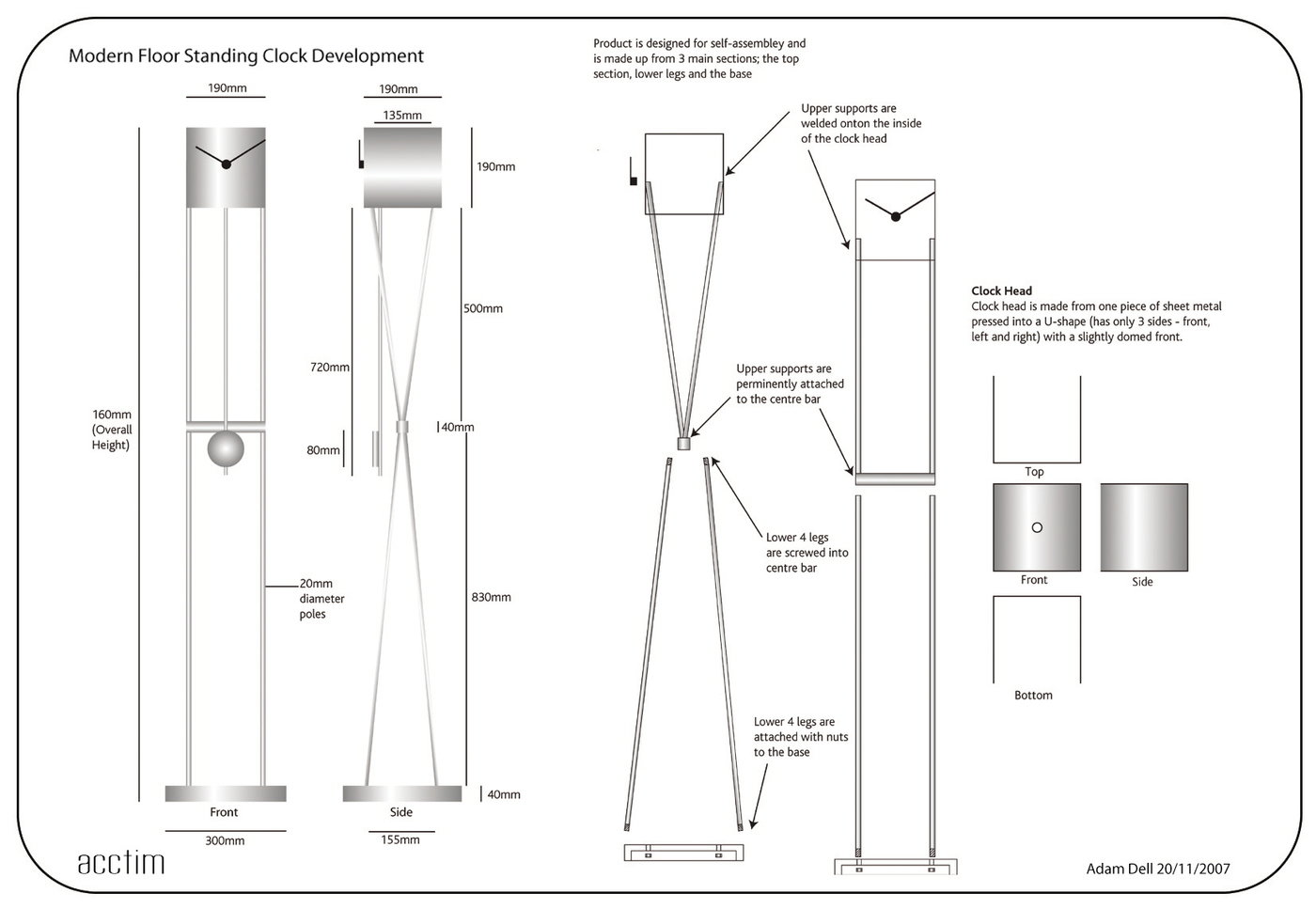 Modern Floor Standing Clock by Adam Dell at Coroflot.com