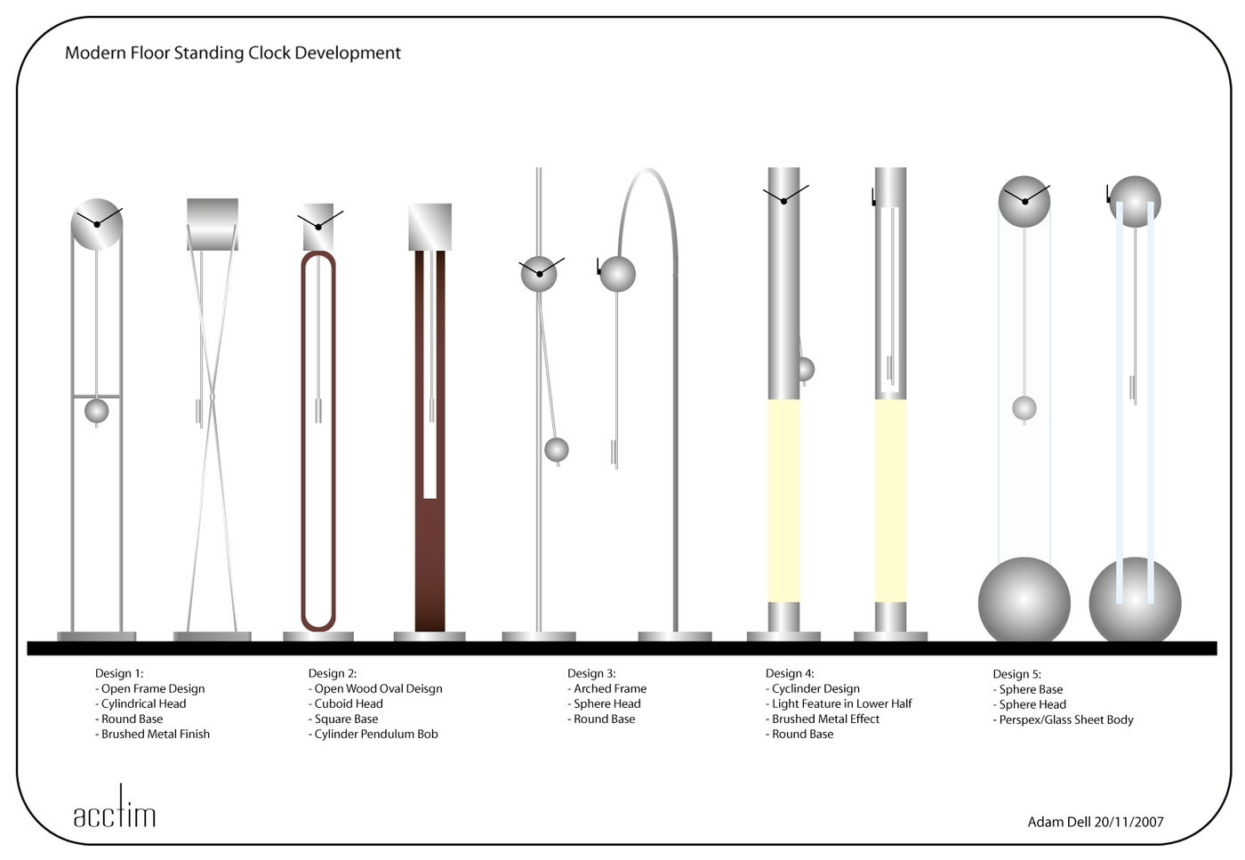 Modern Floor Standing Clock by Adam Dell at Coroflot.com