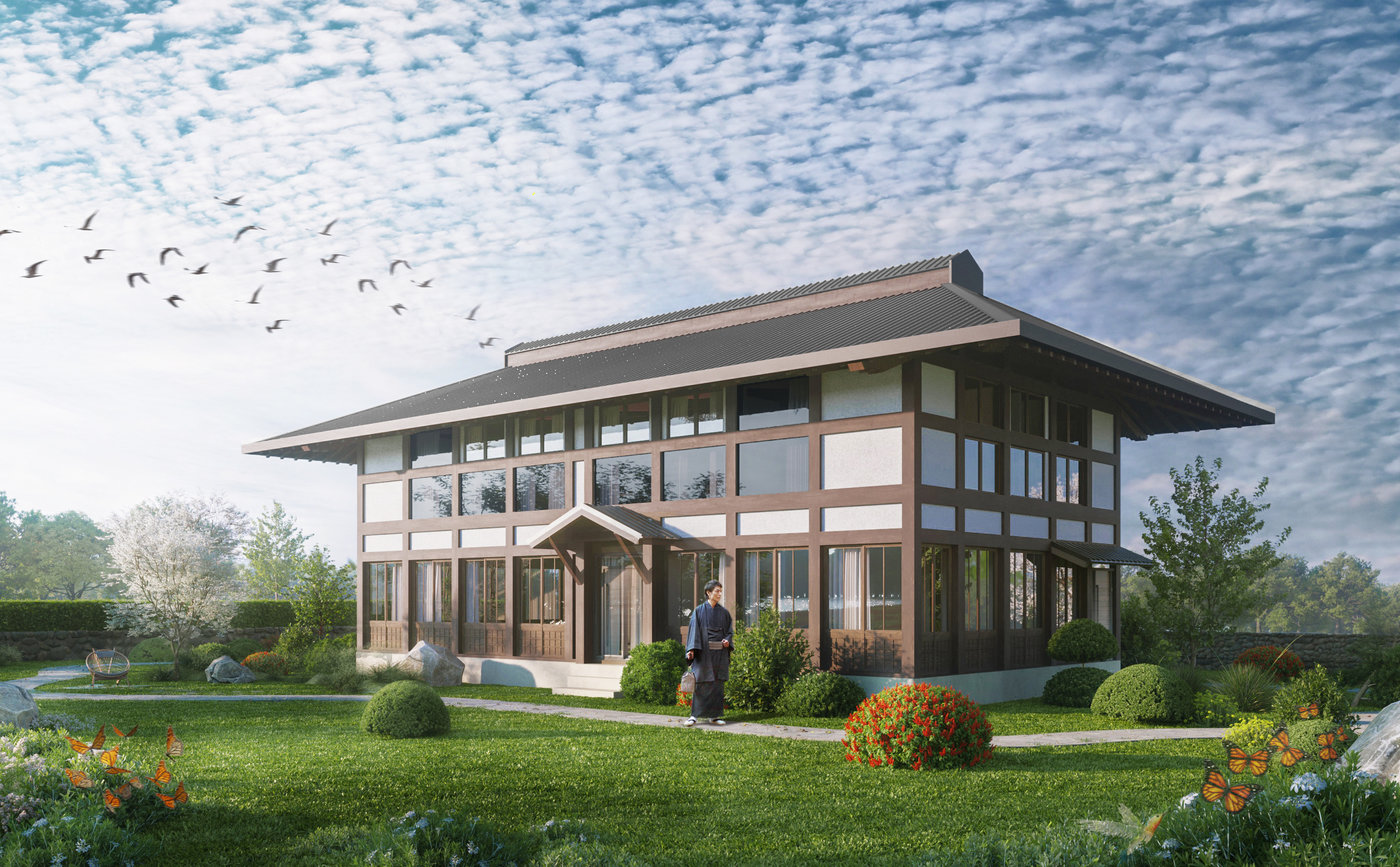 Traditional Japanese House - N2Q STUDIO - Outsourcing 3D Rendering ...