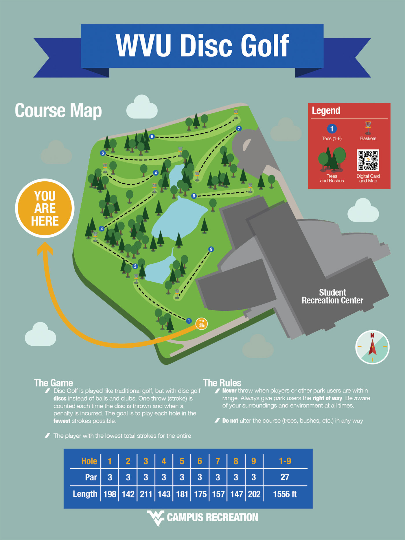 WVU Disc Golf Map Graphic by Riane Turner at Coroflot.com