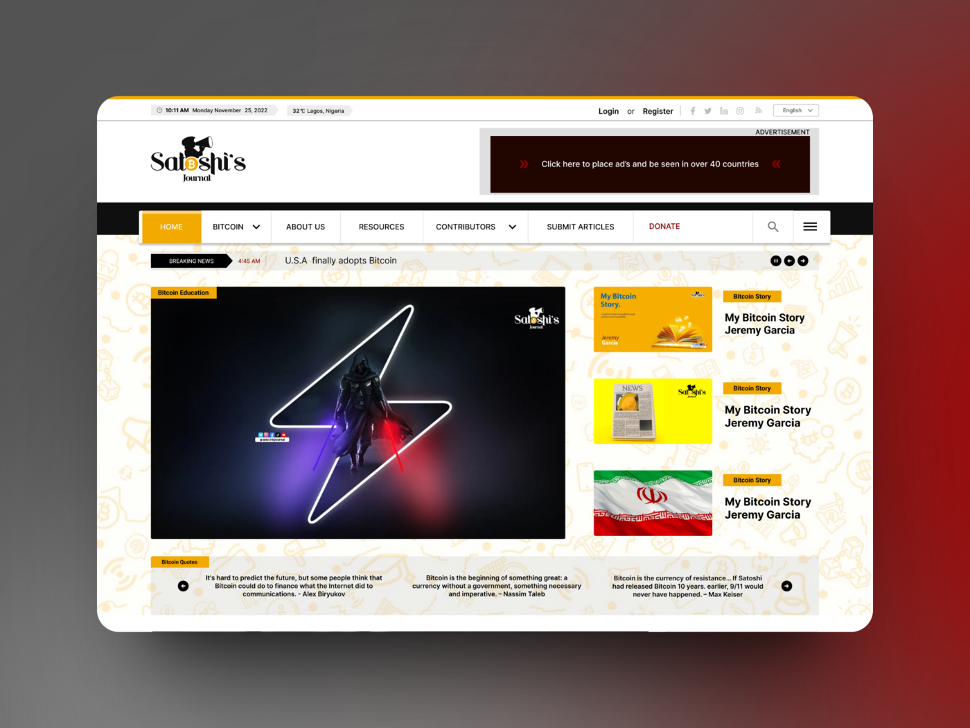 Bitcoin News/Education Website Design by Victor Adetula at Coroflot.com