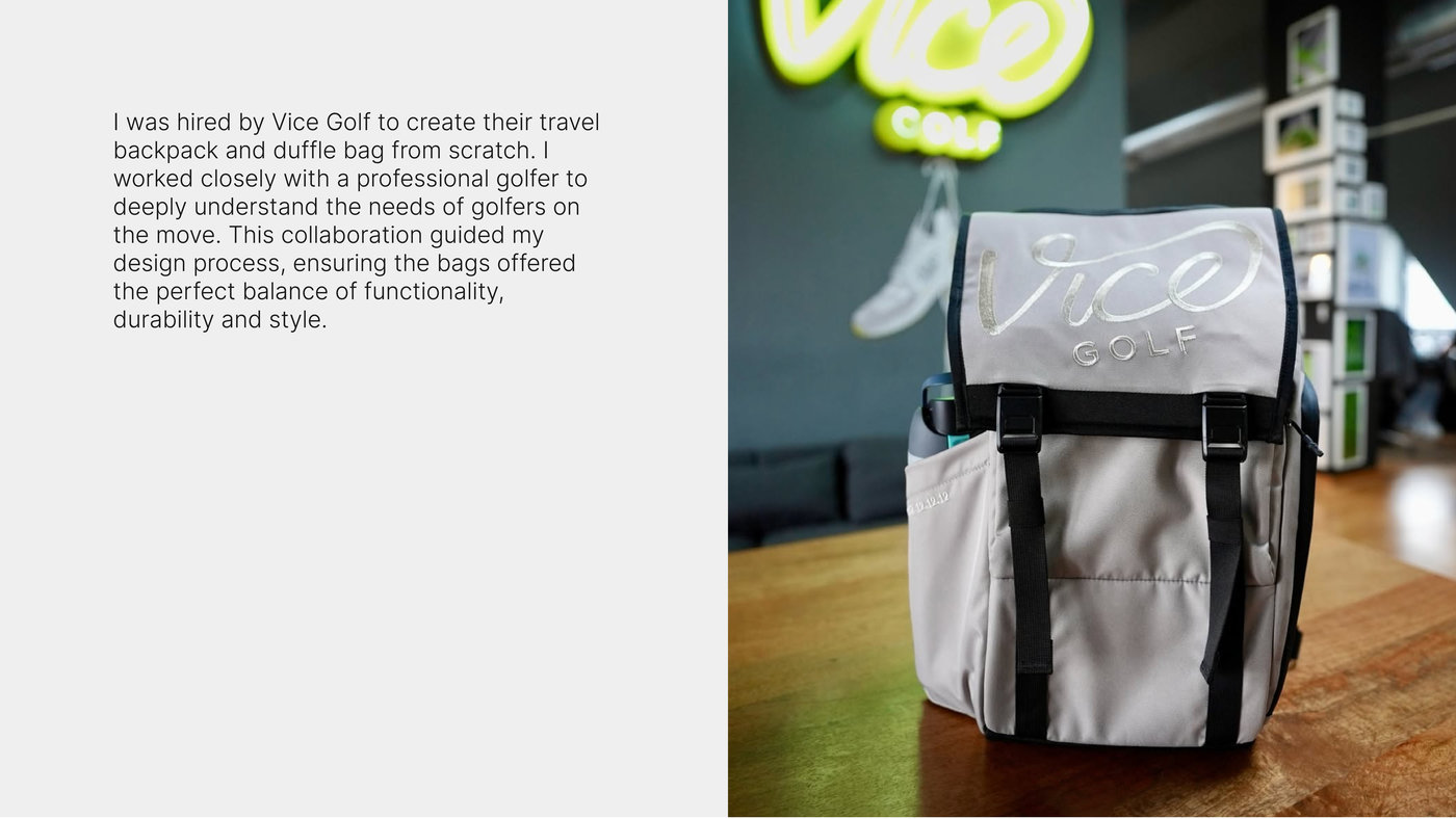 Vice Golf travel bags by David Hundertmark at Coroflot.com