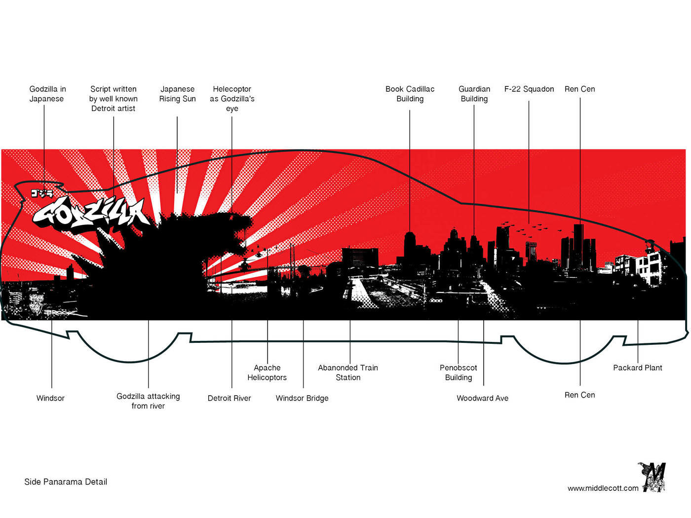 Godzilla vs Las Vegas - vinyl car wrap design by Brook Banham at ...
