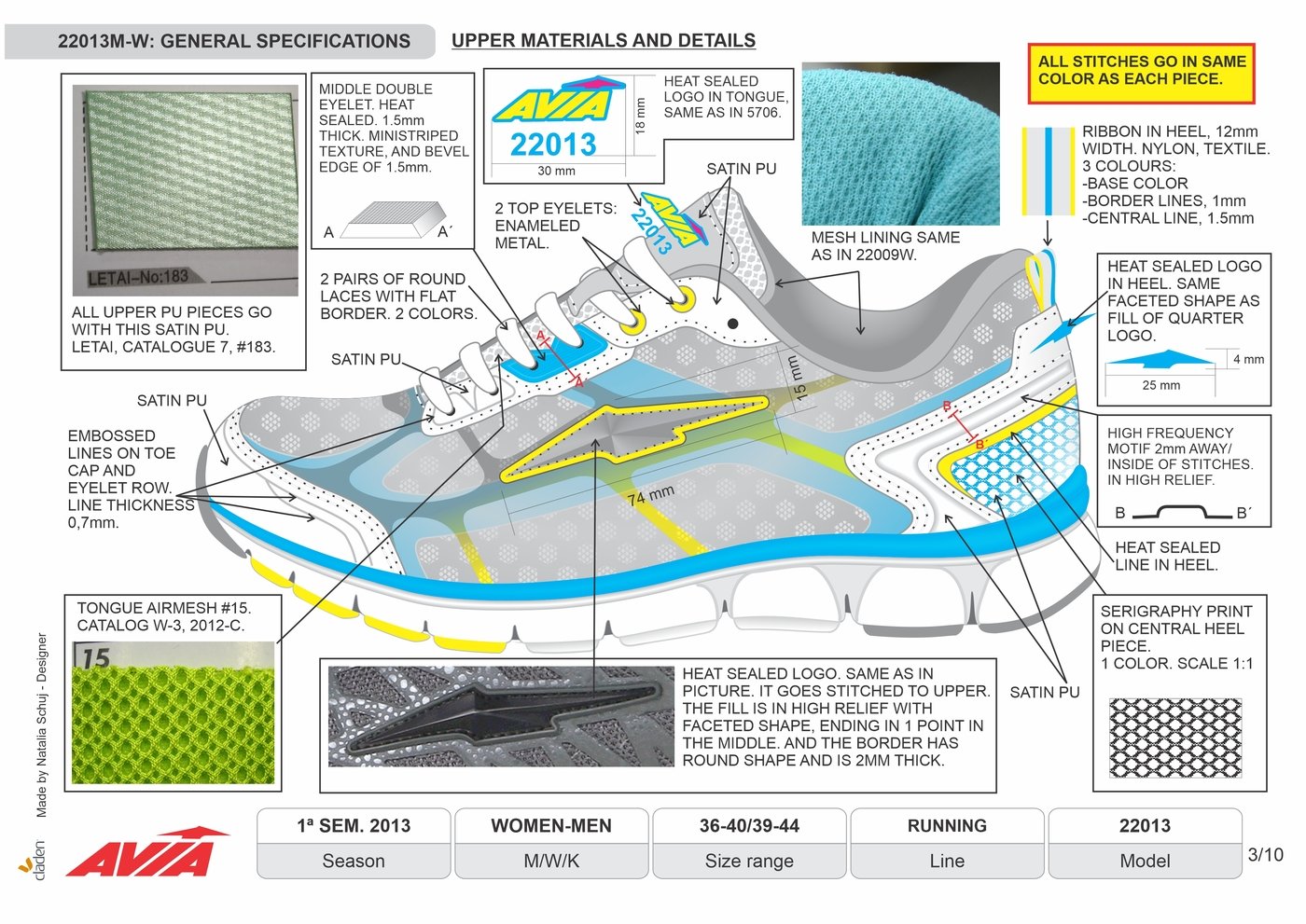 TECH SPECS for Running shoe by Natalia Schuj at Coroflot.com