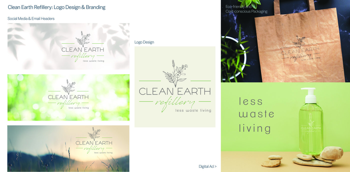 Clean Earth Refillery: Logo design & identity system by Corinne ...