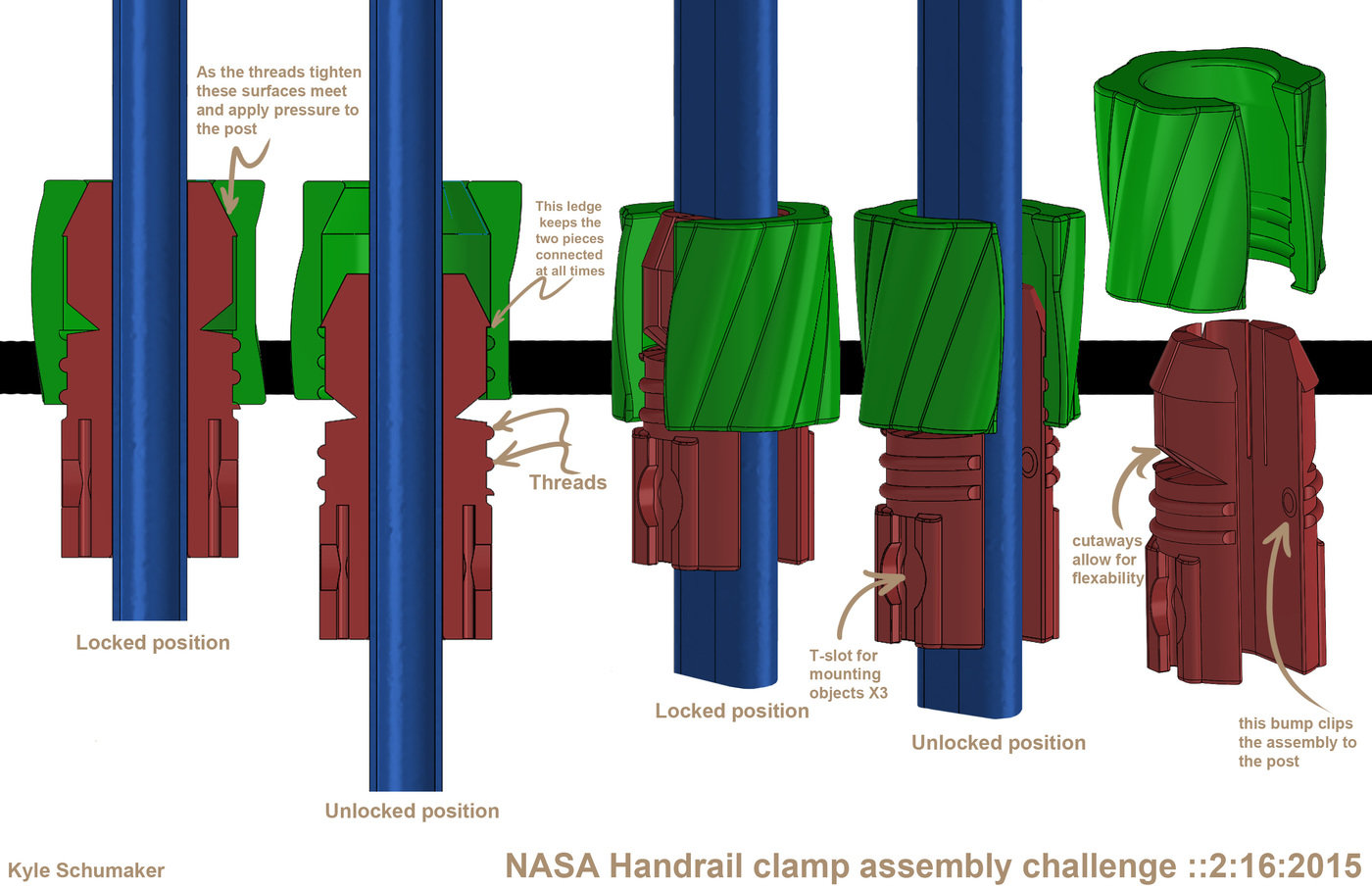 NASA Handrail Clamp Assembly Challenge by GrabCAD by Kyle Schumaker at ...