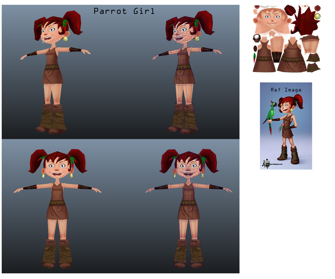 Modeling and Animation Parrot Girl Concept by David Diaz by Sandeep ...