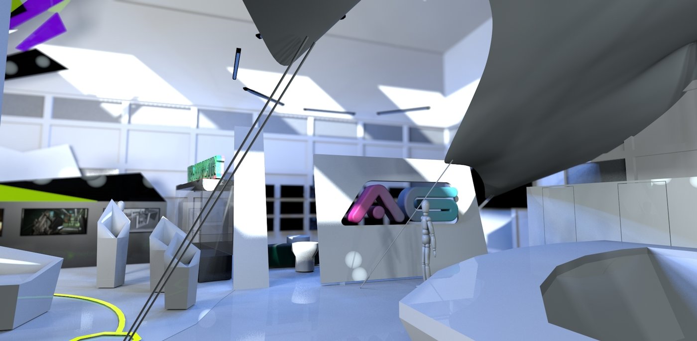 3D design, Interior design, Concept for Virtual Reality gaming lounge ...