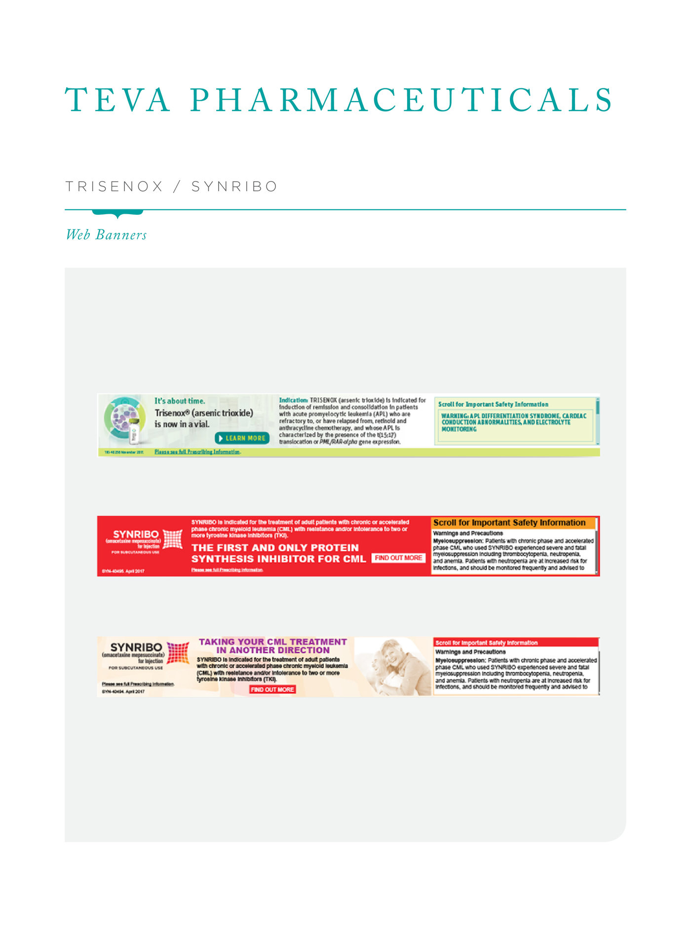 Trisenox & Synribo Web Banners / Client: TEVA Pharmaceuticals by Olga ...