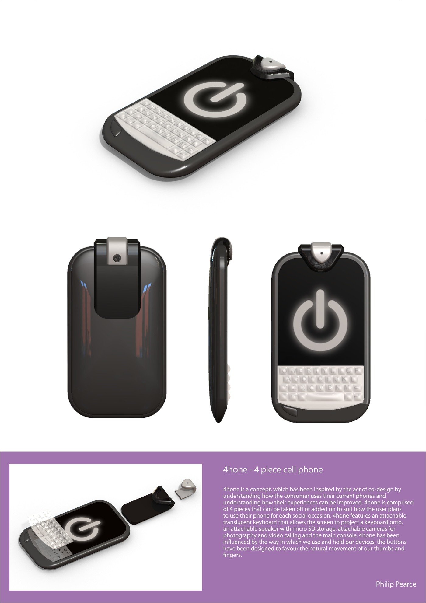 4hone - 4 piece cell phone by Philip Pearce at Coroflot.com