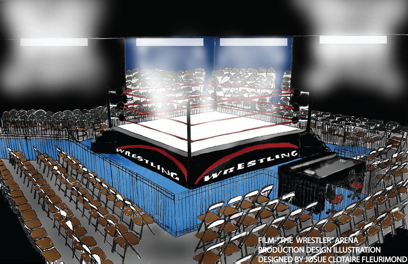 Wrestling Ring Production Illustration by Josue Fleurimond at Coroflot.com