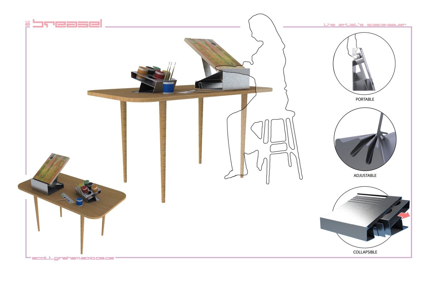 CONCEPT DESIGN: Collapsible Portable Easel by Scott Graham at Coroflot.com