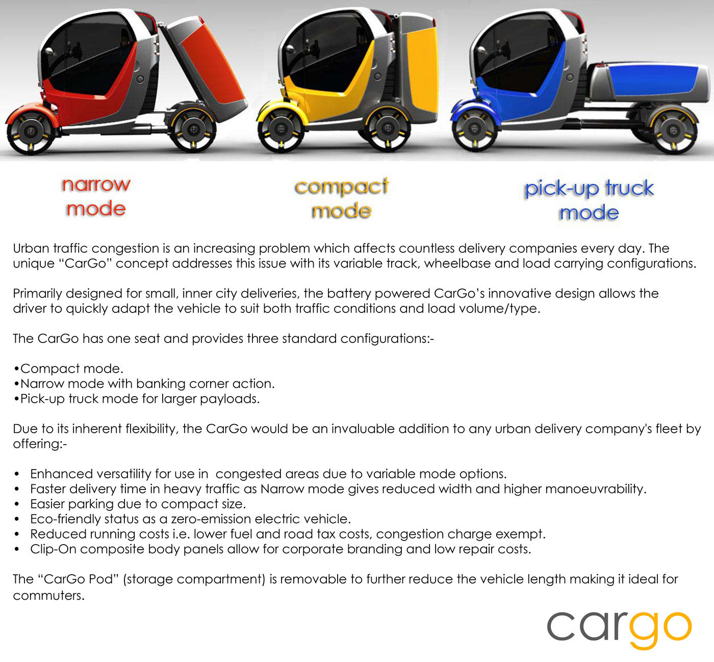 CarGo - Urban Delivery Vehicle by Adam Schacter at Coroflot.com
