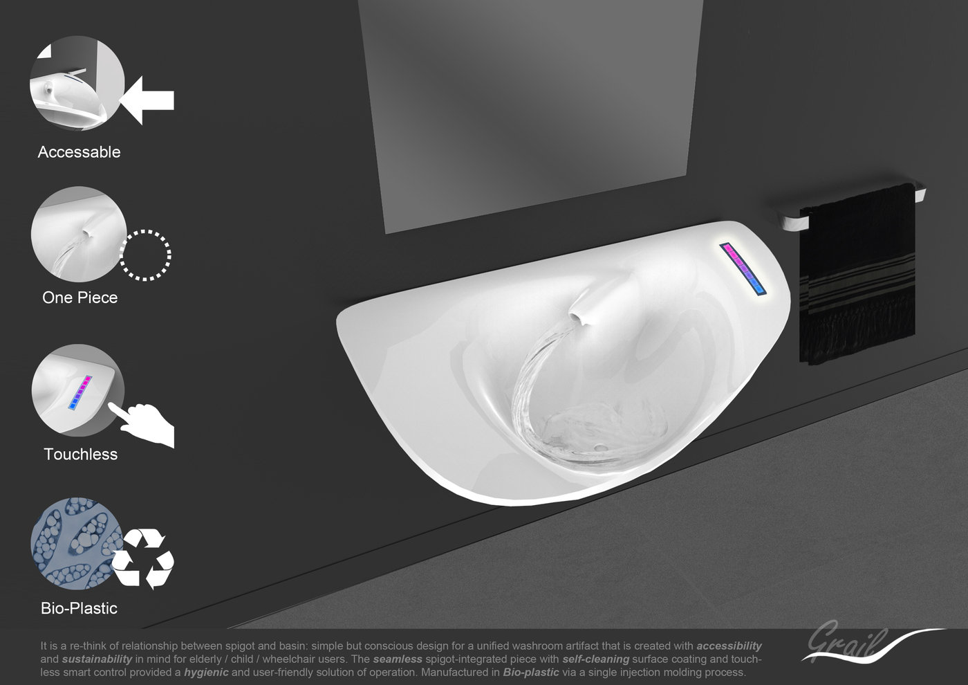 GRAIL - INCLUSIVE INTEGRATED WASH BASIN by Adrian Lo at Coroflot.com