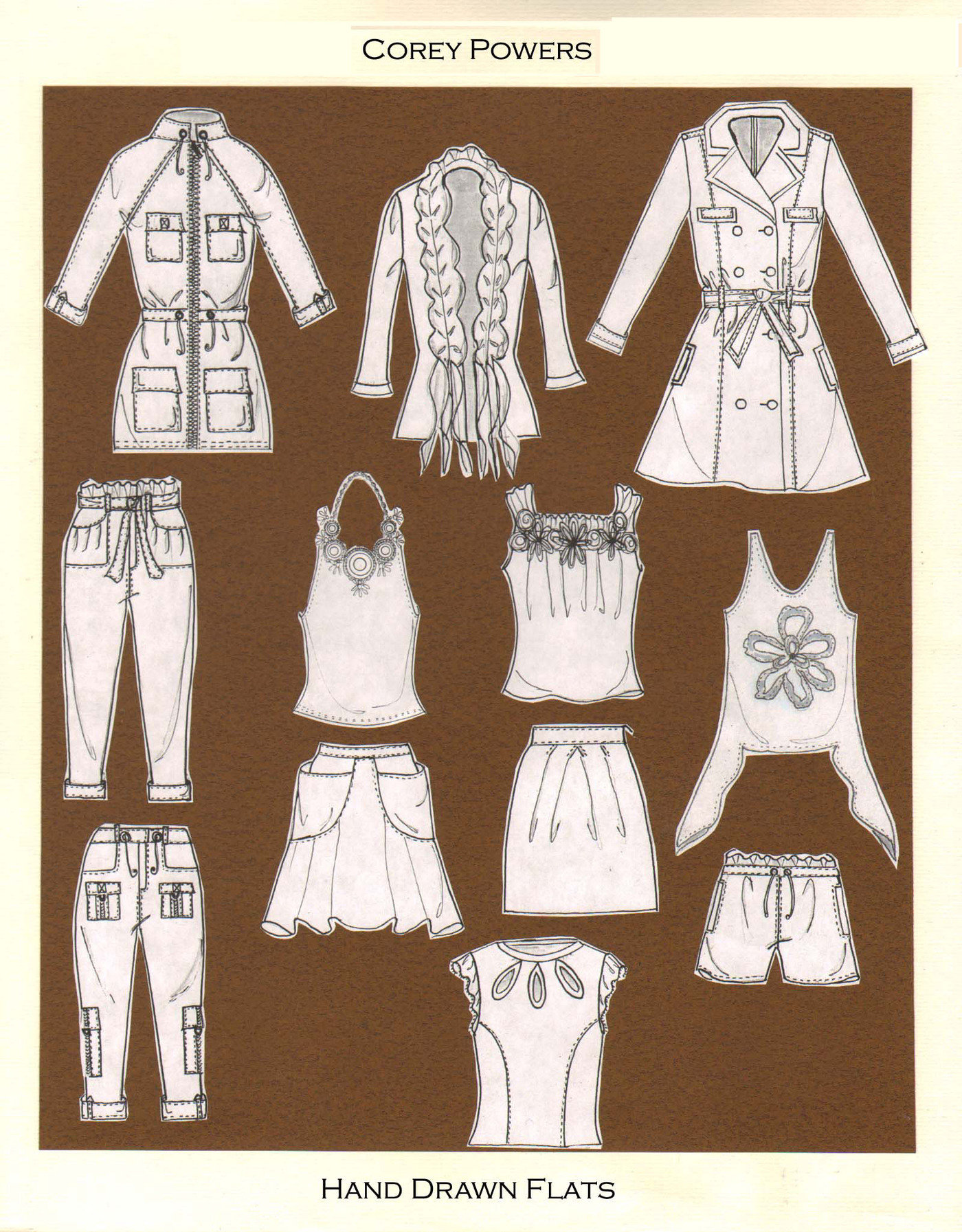 Sketch Book / Hand Drawn Flats by Corey Powers at Coroflot.com