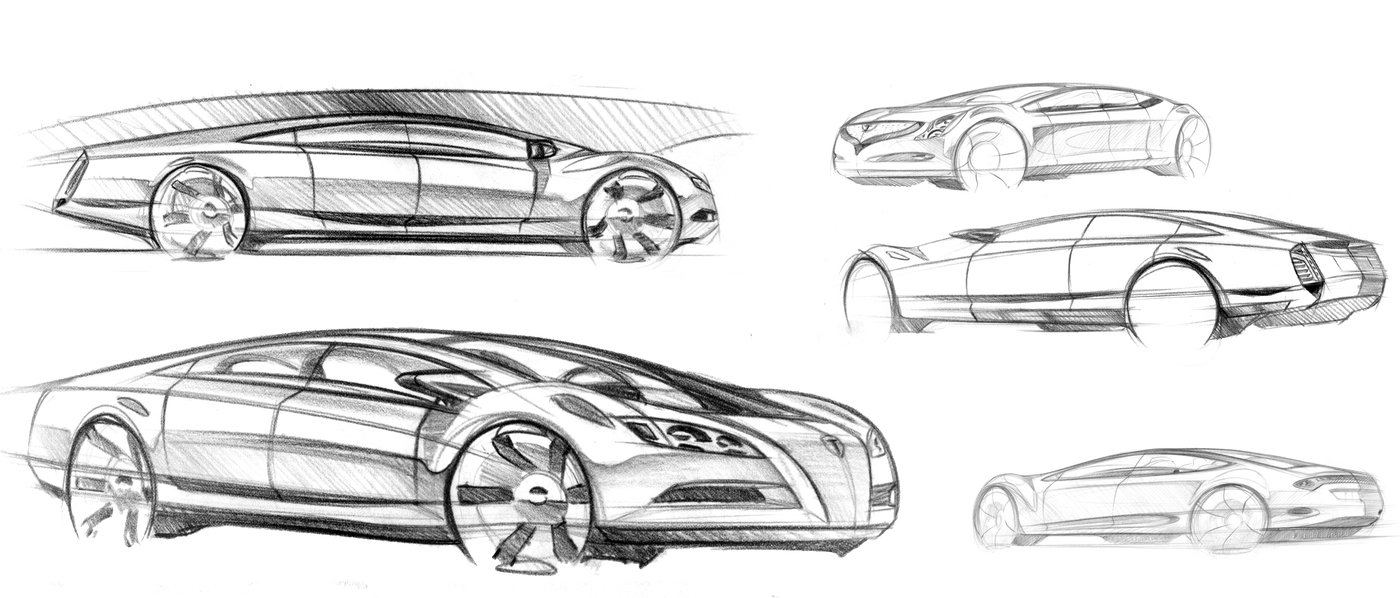 Automotive sketches by David Byron at Coroflot.com