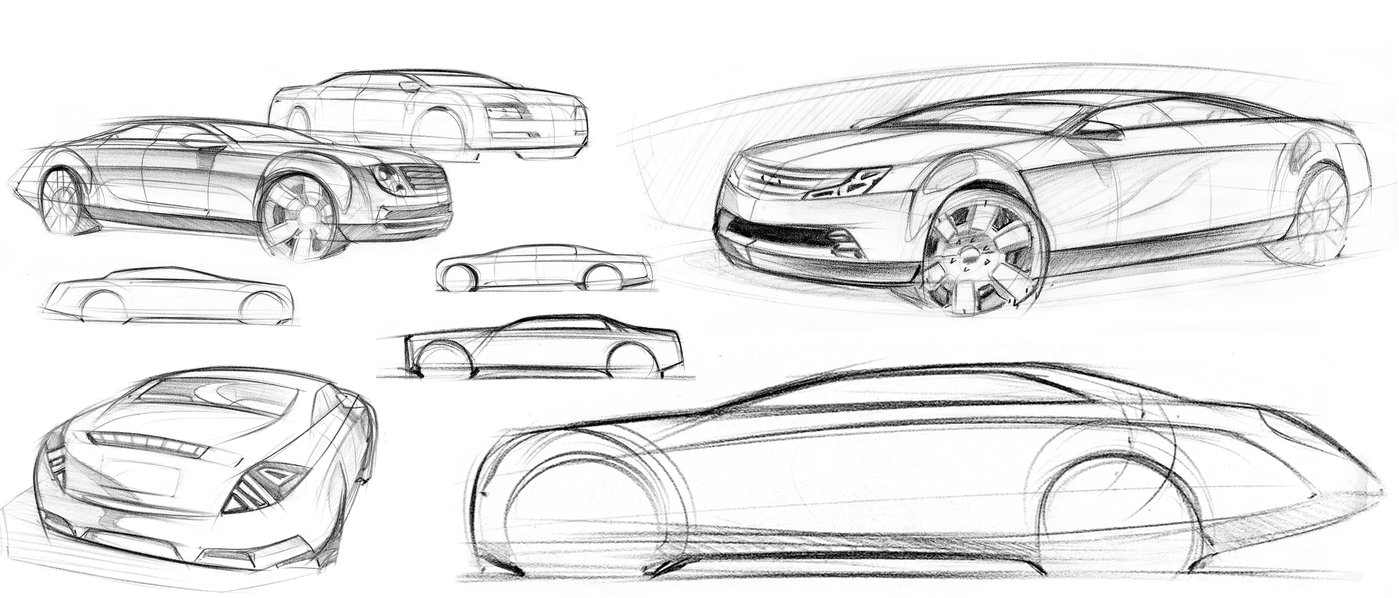 Automotive sketches by David Byron at Coroflot.com
