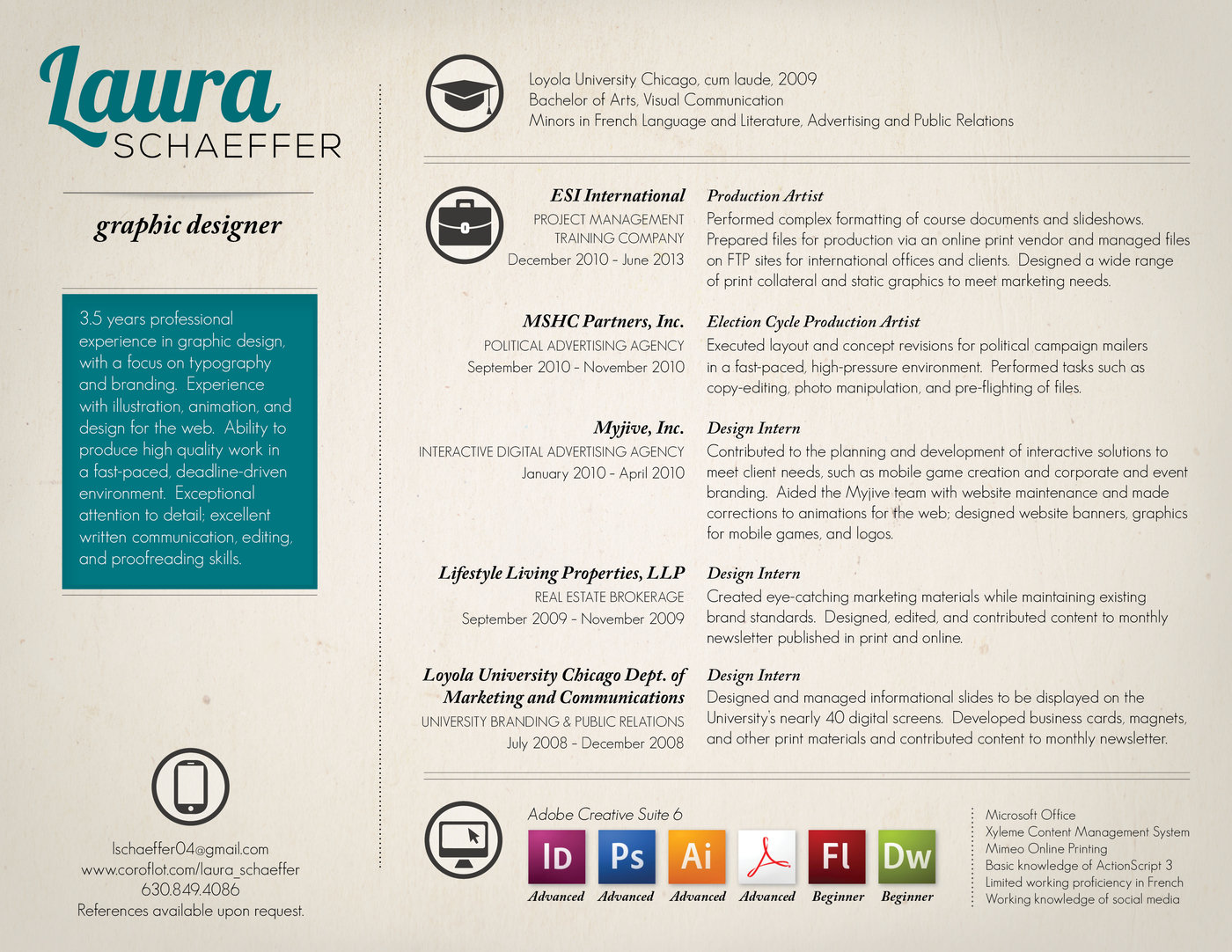 Professional Resume by Laura Schaeffer at Coroflot.com