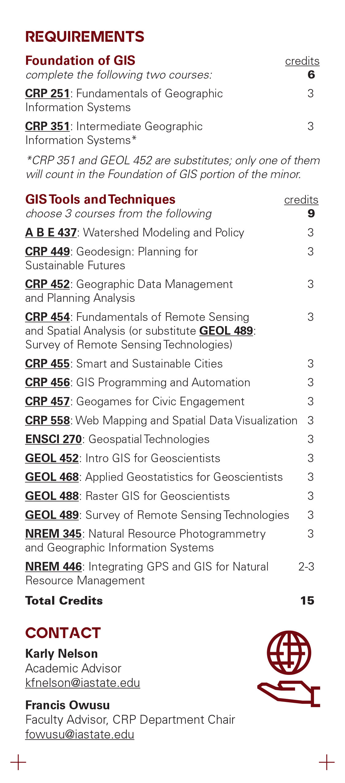 GIS Minor Handout by Alison Weidemann at Coroflot.com
