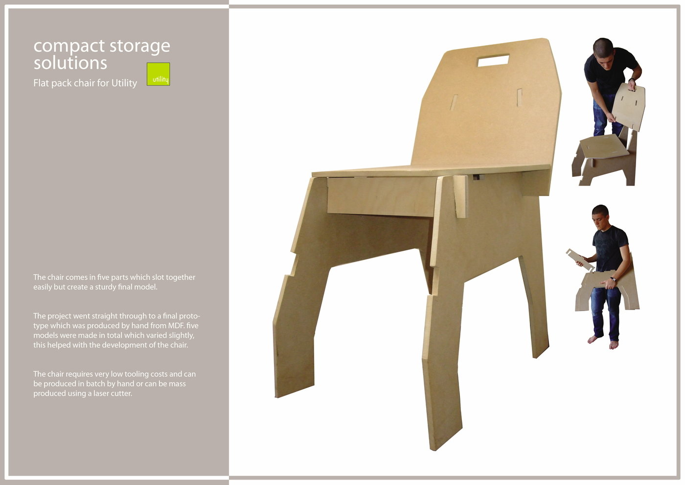 Flat Pack Chair for Utility by Matthew Cox at Coroflot.com