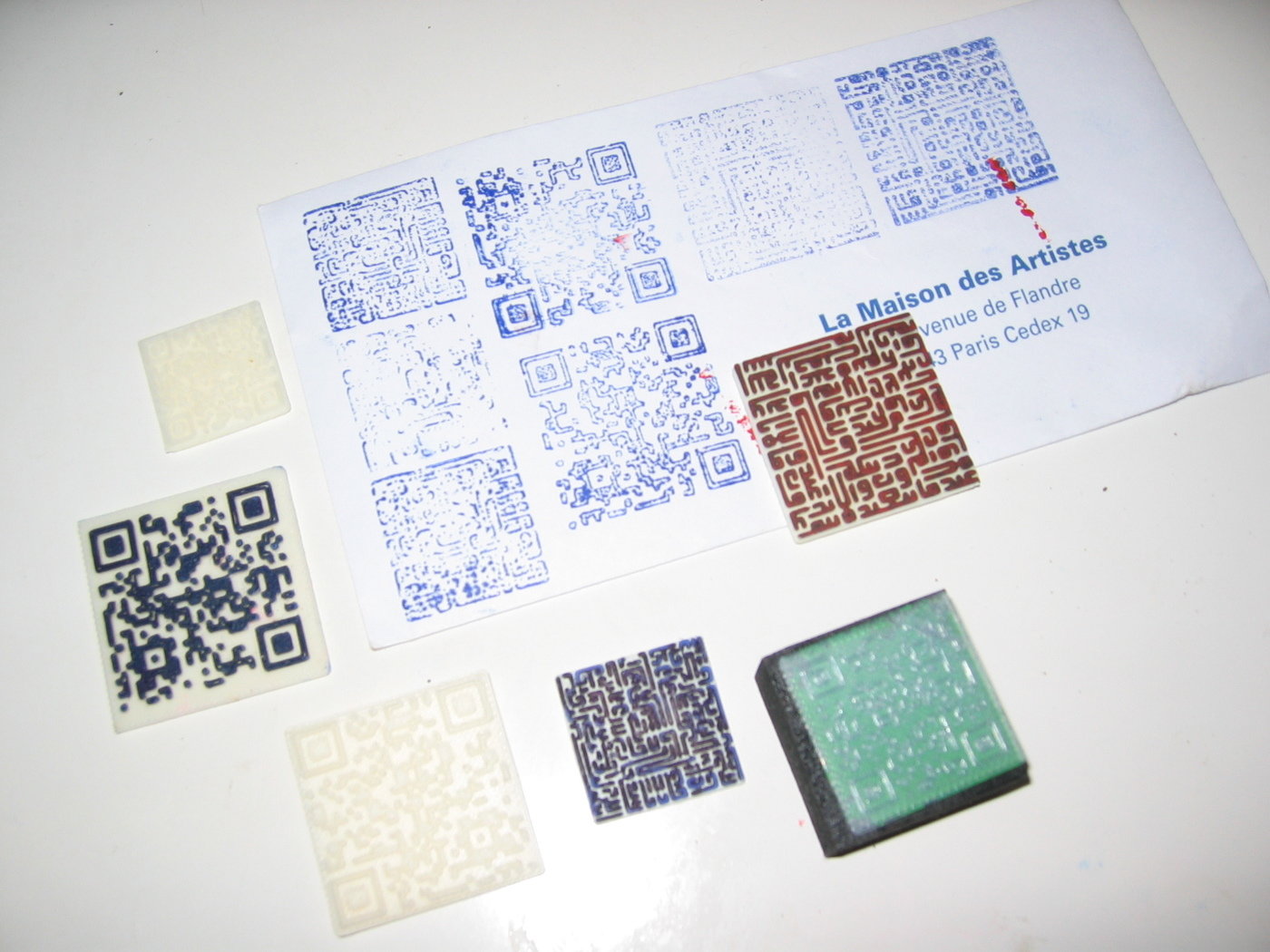 kufik calligraphy and QR code stamps by vincent simoncelli at Coroflot.com