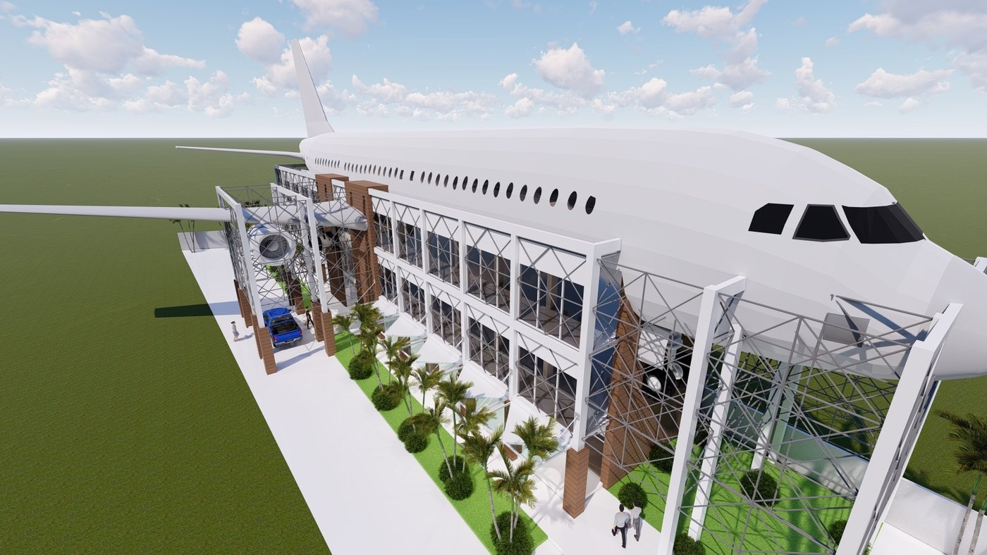 airplane inspired design function hall building by Michael Angelo C ...