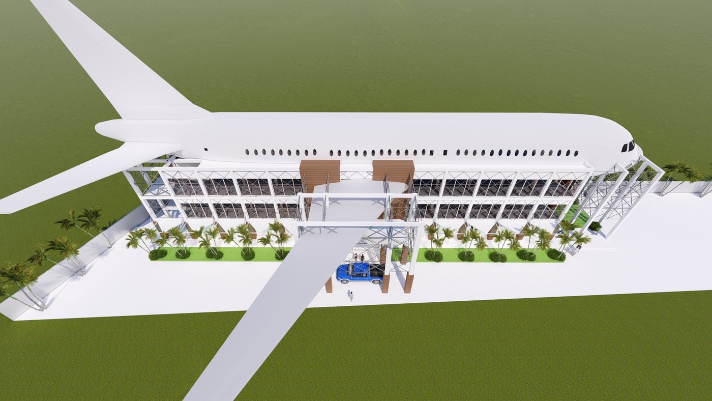 airplane inspired design function hall building by Michael Angelo C ...