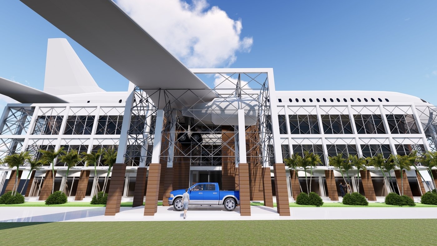 airplane inspired design function hall building by Michael Angelo C ...