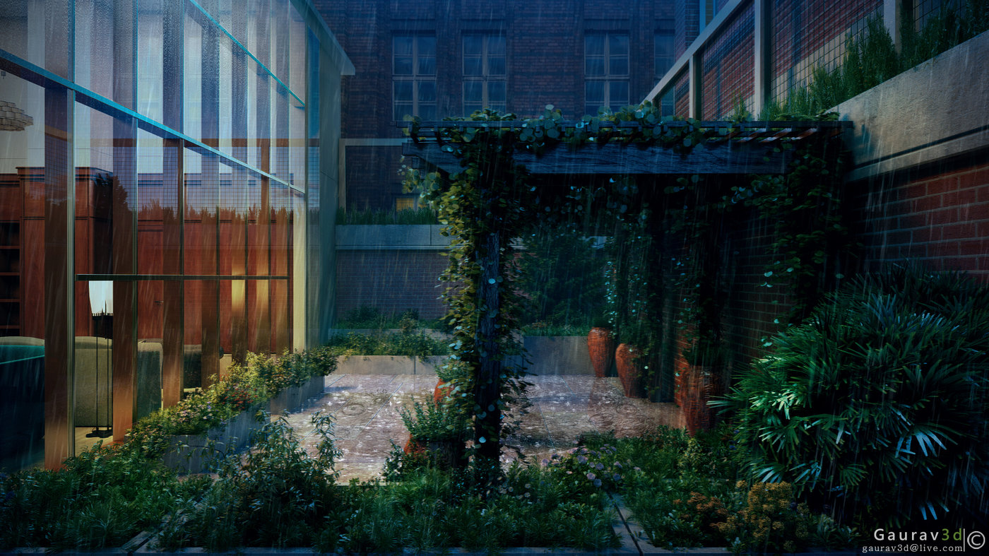 The Rainy Courtyard by Gaurav 3D Architectural Visualisation at ...