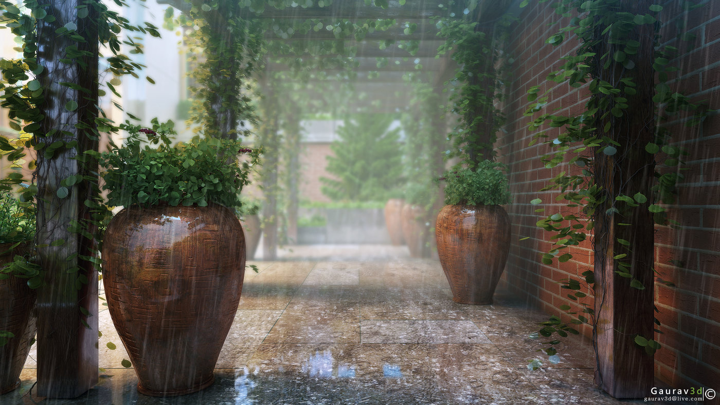 The Rainy Courtyard by Gaurav 3D Architectural Visualisation at ...