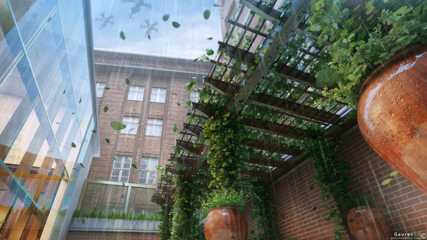 The Rainy Courtyard by Gaurav 3D Architectural Visualisation at ...