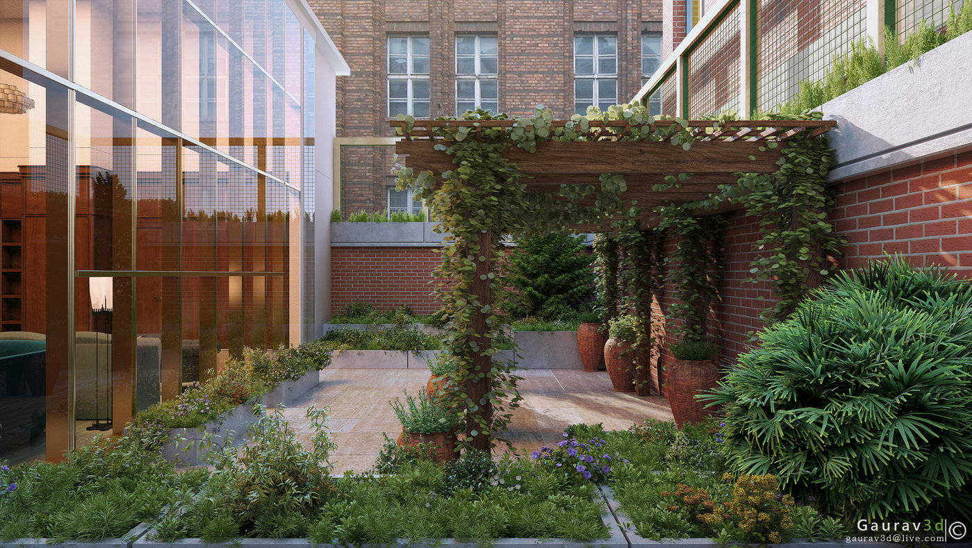 The Rainy Courtyard by Gaurav 3D Architectural Visualisation at ...