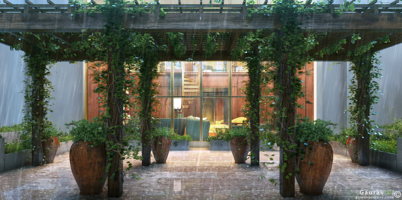 The Rainy Courtyard by Gaurav 3D Architectural Visualisation at ...