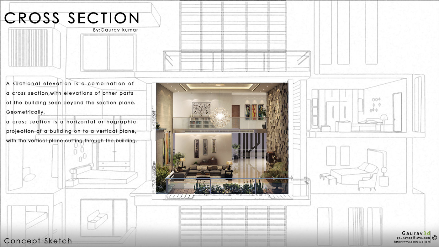 Cross Section by Gaurav 3D Architectural Visualisation at Coroflot.com